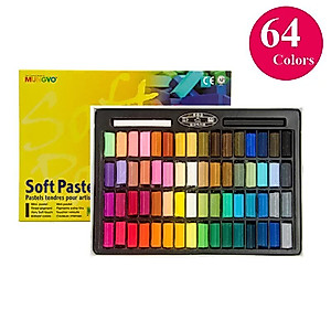 MUNGYO Non Toxic Square Chalk, Soft Pastel, 64 Pack, Assorted Colors (B441R078-7003A)
