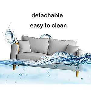 Sofa Couch Loveseat Sofa Chair Cotton and Linen Fabric 2-Seater Sofa Modern Decor Furniture Love Seat Couch with 2 Throw Pillows for Living Room Bedroom Office and Small Space