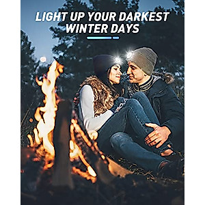 Unisex Beanie Hat with Light 2 Pack, 5 LED 3 Modes Rechargeable Hands Free Headlamp Hat, Knitted Hat with Light for Men Women Kid, Winter Men Gift Stocking Stuffers for Christmas Day (Black&Grey)