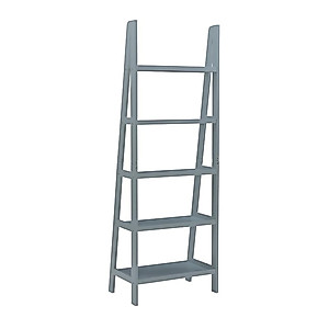 Linon Archdale Wood Open Back 72" Ladder Bookshelf with 5 Shelves in Gray