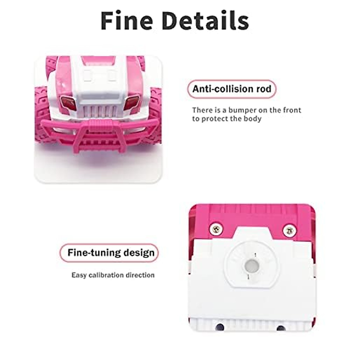 Goolsky Remote Control Car for Girls, 1:12 Pink RC Rock Crawler 2.4GHz 4WD RC Convertible Off-Road Vehicle All Terrains with Shovel Dual LED Lights Hobby RC Trucks Rechargeable Electric Toy for Kids