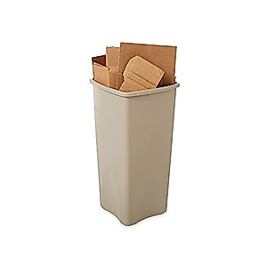 Rubbermaid Commercial Square Waste Container, 30.9" x 15.5" x 16.5", Beige
