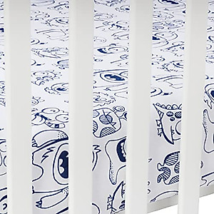 Andi Mae Crib Sheet - Blue Monsters - 100% Jersey Cotton - Fits Standard Crib or Toddler Mattresses