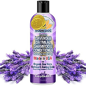 Bodhi Dog Organic Lavender Oatmeal Dog Shampoo and Conditioner | Hypoallergenic Conditioning Deodorizing Formula for Dogs Cats & Pets | Treatment Wash Soothes Dry Itchy Skin Allergy Relief (8 Fl Oz)