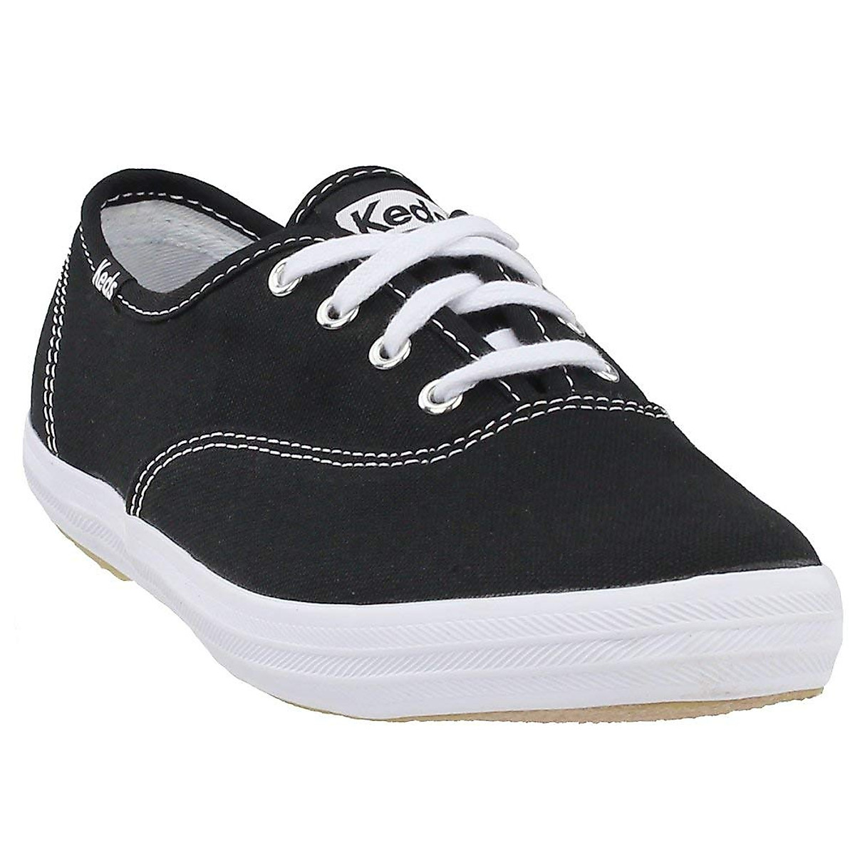 Keds Unisex Champion Lace Up Sneaker, Black Canvas, 9.5 Narrow US Women