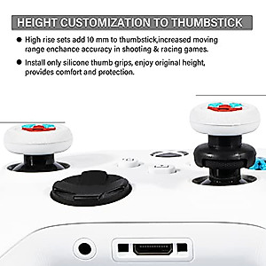 Playrealm FPS Thumbstick Extender &Texture Rubber Silicone Grip Cover 2 Sets for Xbox Series X/S & Xbox One Controller(Joker White)