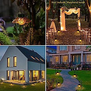 Hanging Outdoor Solar Lights,Amber Crackle Globe Glass, LED Waterproof Solar Lantern Hanging Flower Lights for Yard Suitable for Lawn,Patio,Walkway,Outdoor Garden Decoration Courtyard,1 Pack