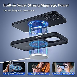 Yzoiko Magnetic Case for iPhone 14 pro max Case [10FT-Grade Drop Tested & Compatible with MagSafe] Translucent Anti-Fingerprint Anti Shockproof Protective Shell 6.7 Inch, Black