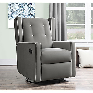 Baby Relax Mikayla 4-in-1 Swivel Glider Rocker Recliner Chair, Gray Microfiber