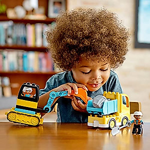 LEGO DUPLO Town Truck & Tracked Excavator Construction Vehicle 10931 Toy for Toddlers 2-4 Years Old Girls & Boys, Fine Motor Skills Development and Learning Toy