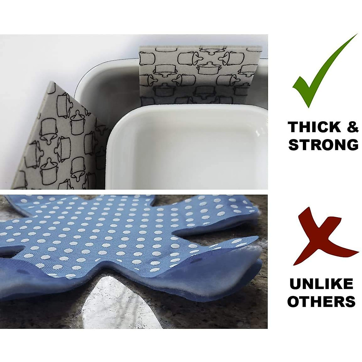 Kana Set of 6 Pot and Pan Protectors for Stacking | 16 inch Separators for Cookware | Stackable Pot Liners | Felt Pan Savers | Dividers (Set of 6, Black)