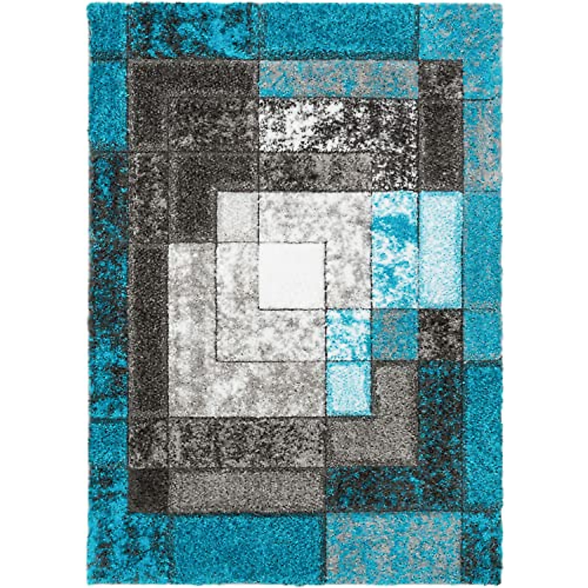 Well Woven Kizi Teal & Grey Abstract Geometric Area Rug 5x7 (5'3" x 7'3")
