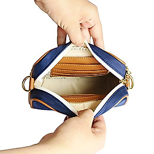 Anti-Theft Waterproof Mini Cross-Body Bag with Adjustable Faux Leather Strap (Navy)