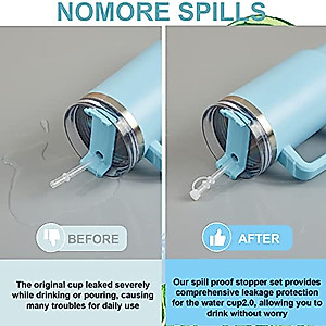 Stanley Spill Stopper,9PcsSilicone Spill Proof Stopper Set,for Stanley Cup 1.0 40oz/30oz spill proof stopper set,with Round Top Leak Proof stopper Plug&Square lid anti-leak Stopper &Straw Cap Cover