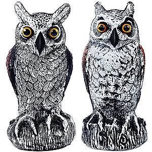 Glintoper 2 Pack Plastic Fake Owl Bird Scarecrow Horned Decoy, Bird Deterrents Scary Birds Away, Nature Enemy Pest Repellent for Outdoor Garden Yard Protectors