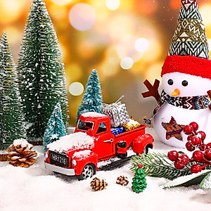 Christmas Red Truck Decor Vintage Red Truck Decor Handcrafted Red Metal Truck Car Model Farmhouse Truck Planter Decor for Christmas Decoration Kitchen Bedroom Garden Outside Home Decor (Novel Style)