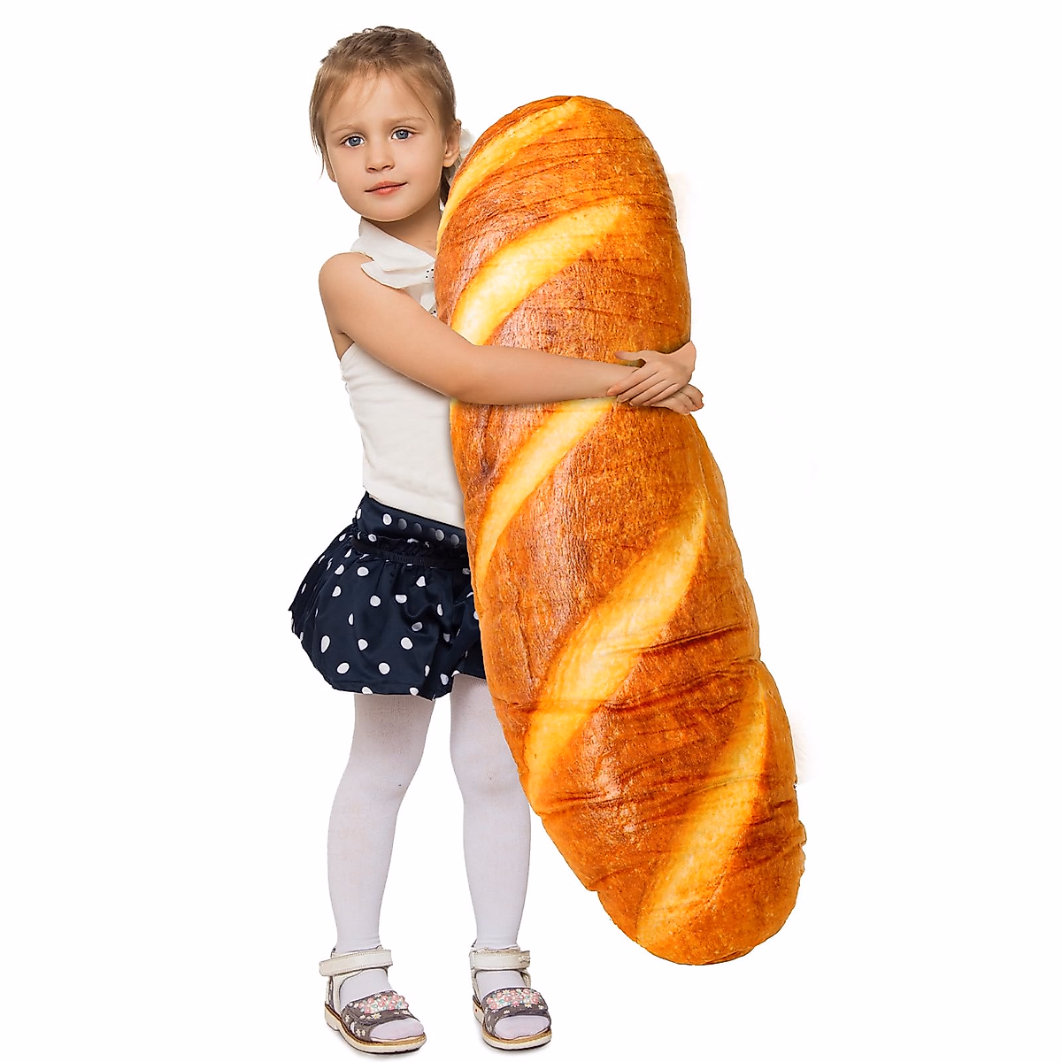 AUECOOME 40" Bread Pillow Giant Bread Plush Pillow 3D Simulation Baguette Pillow Funny Body Pillow Food Plush Christmas Stuffed Toys for Girls Boys