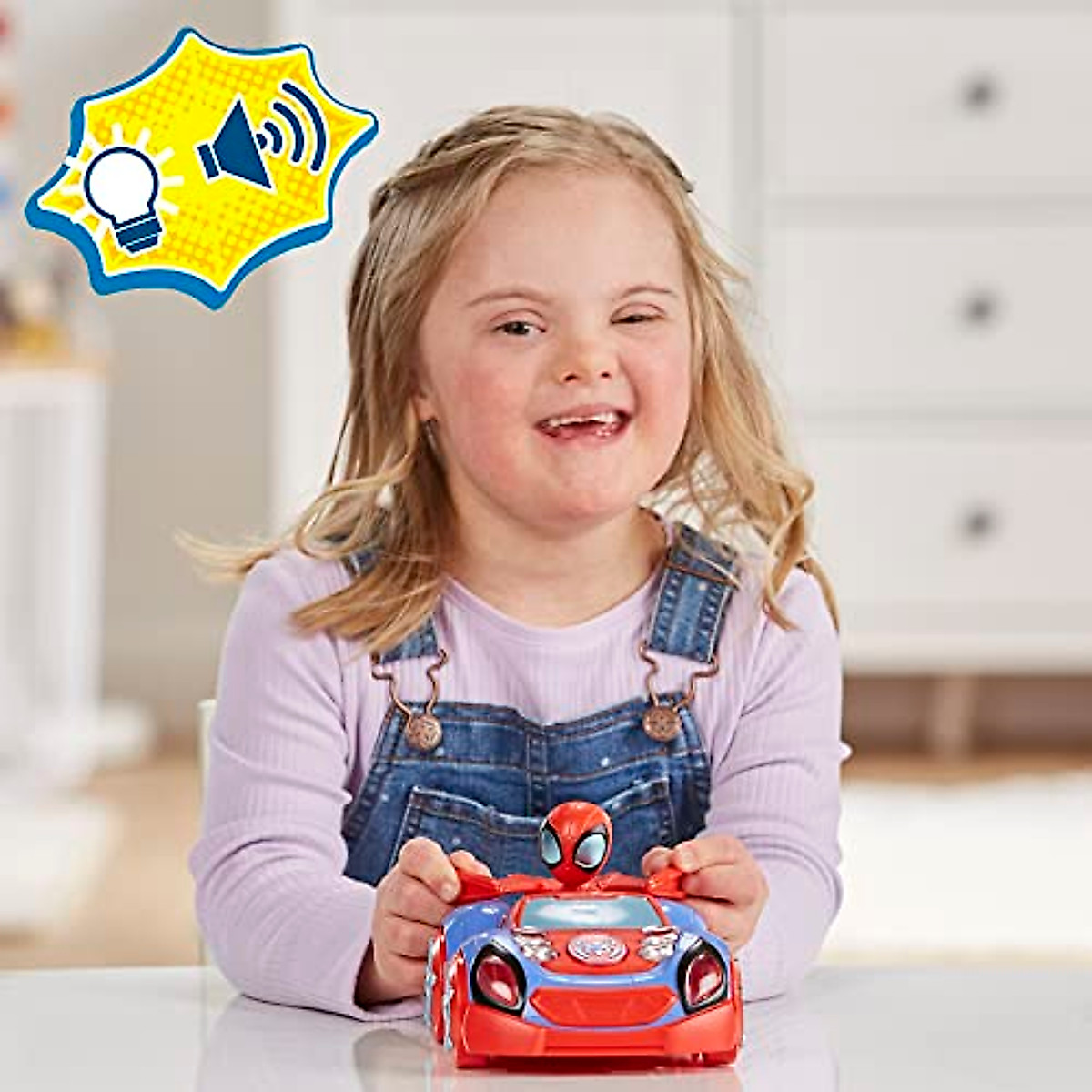 Hasbro Marvel Spidey and His Amazing Friends Glow Tech Web-Crawler Toy Car, with Spidey Action Figure, Preschool Toys, Super Hero Toys for 3 Year Old Boys and Girls and Up, Lights & Sounds