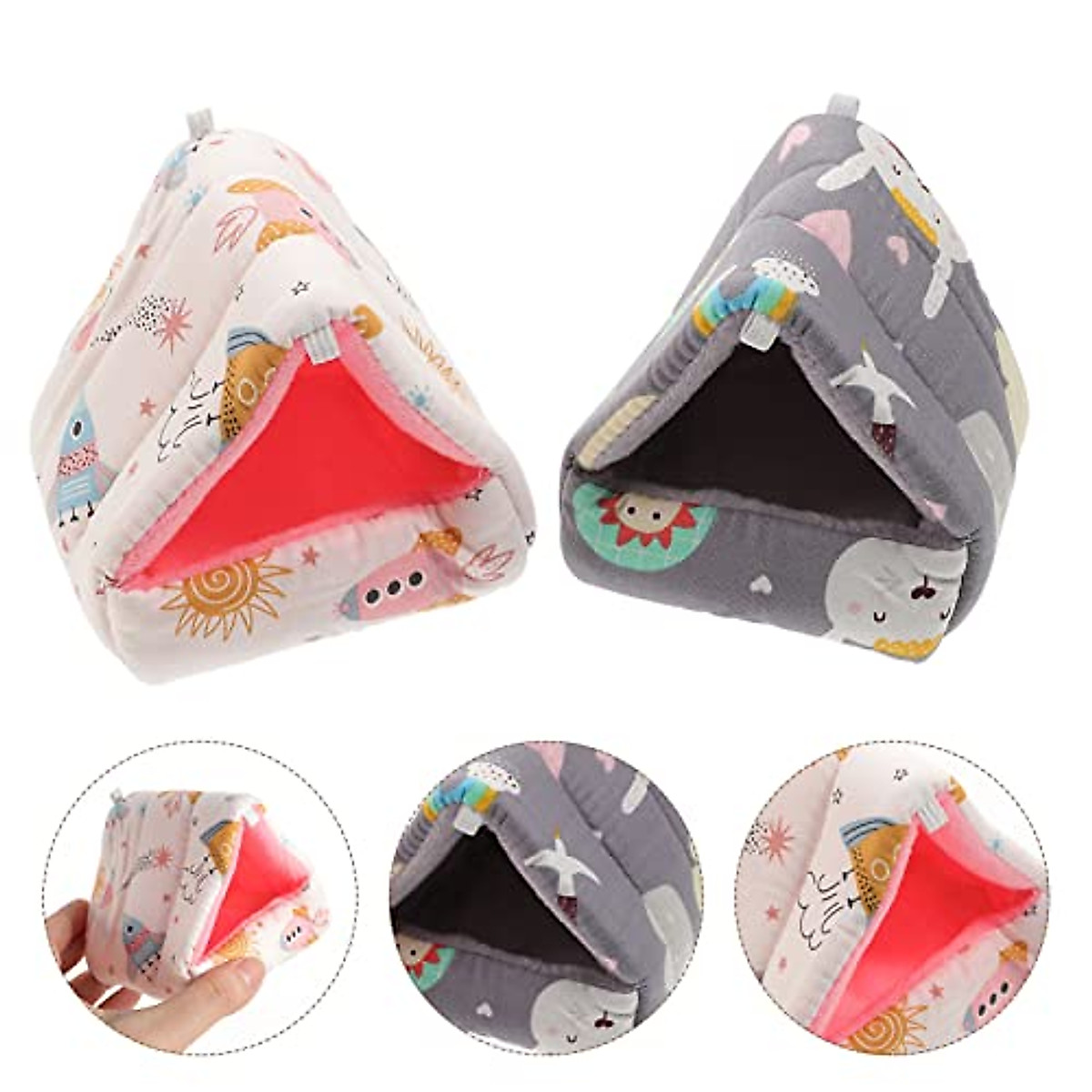POPETPOP Cute Chinchilla House 2Pcs Hamster Sleeping Bag Rat Hamster House Bed Small Pet Nest Hideout Pouch Winter Sack Cage Nest Bed for Guinea Pig Squirrel Ferret Chinchilla Style1