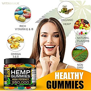 Vitamax Hemp Gummies – High Potency 950,000 – Natural Tasty Fruit Flavors - 100% Made in USA - 100ct