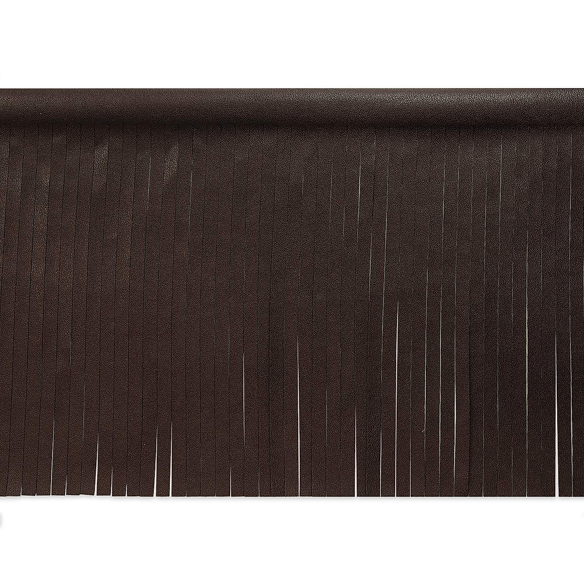 Trims by the Yard 6" Matte Finish Vegan Leather Fringe Trim, Dark Brown (5 Yard Cut)