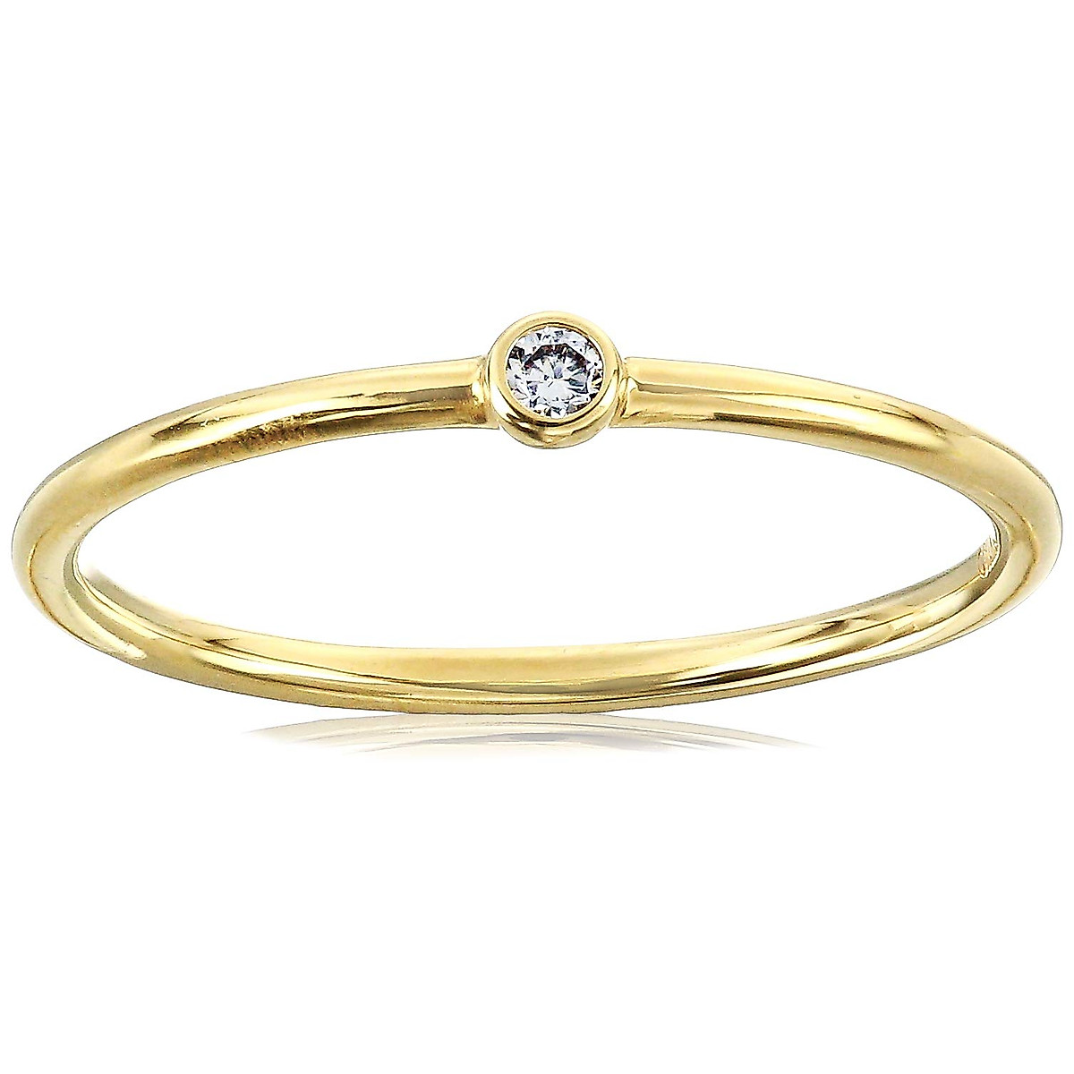 Amazon Essentials 1K Yellow Gold Cubic Zirconia Stackable Ring, Size 8 (previously Amazon Collection)