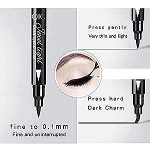 Mysense 2PCS Liquid Eyeliner Stamp Pen Set, Red & Black Heart Stamp Eyeliner Pencil Eye Liner Stencils, Waterproof Smudge-proof Eyeliner for Women Girls Halloween Harley Quinn Costumes Cosplay Makeup