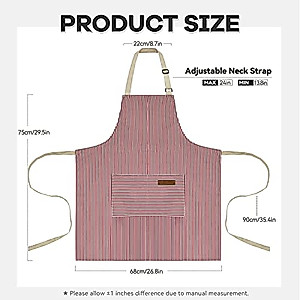 Ayla home 2 Pcs Aprons for Women with Pockets, Adjustable Neck Strap, Polycotton Chef Aprons for Men, for Kitchen Cooking Restaurant BBQ Painting Crafting (Blue/Pink Pinstripes)