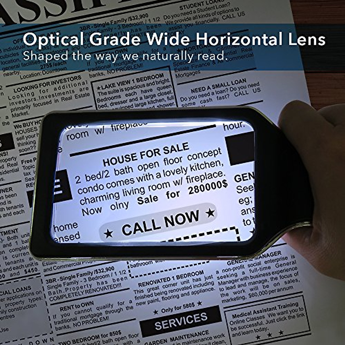 4X Large Magnifying Glass with [10 Anti-Glare & Fully Dimmable LEDs]-Evenly Lit Viewing Area-The Best Lighted Magnifier for Reading Small Fonts, Low Vision Seniors, Macular Degeneration, Inspection
