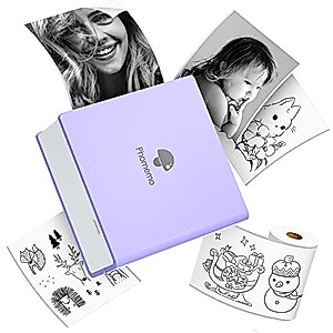 Phomemo Pocket Printer - M02 Mini Bluetooth Wireless Sticker Printer, Compatible with iOS & Android, Thermal Mobile Printer for Fun, memo, to-do List, Work Notes, DIY Journal, Purple