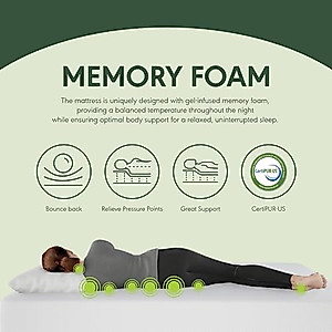 Furinno Tidur Cooling Gel Memory Foam Mattress, 10 Inch, California King