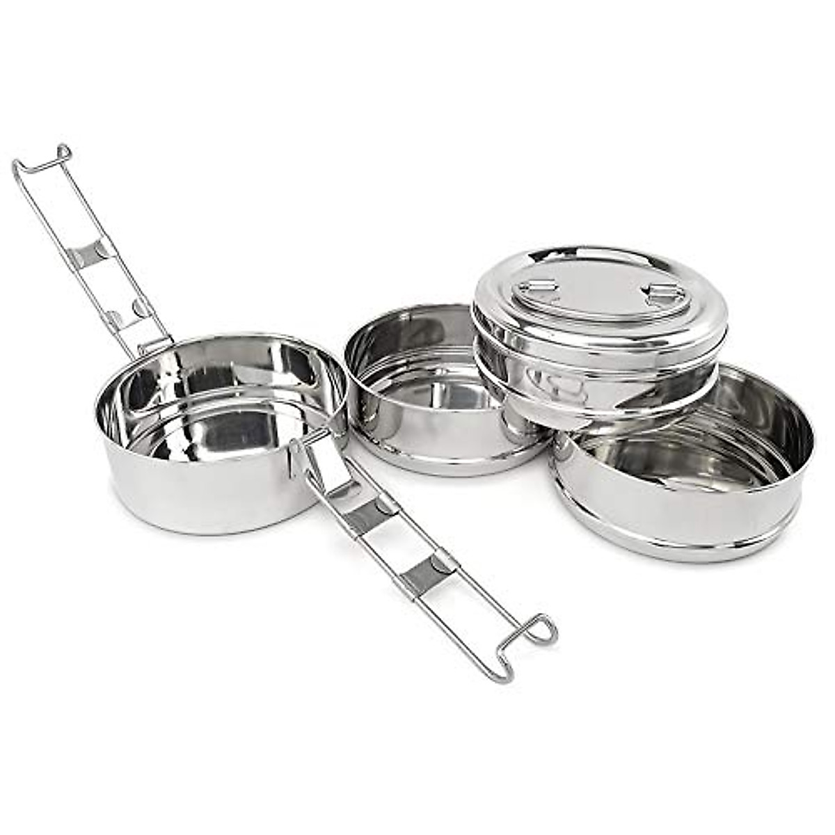 Lifestyle Block Stainless Steel Tiffin Style 4-Layer Round Stacking Lunch Box