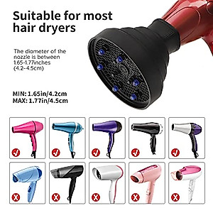 Travel Hair Dryer Diffuser, Segbeauty Collapsible Portable Hair Diffuser, Profession Blow Dryer Diffuser Attachment for Natural Thick Hair, Suitable for Nozzle 1.65 inches to 1.77 inches - Black