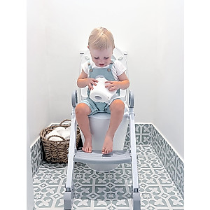Dreambaby Potty Seat with Steps Toilet Training Seat - 2-Level Adjustable Potty Seat- Grey/White - Kids toilet seat attachment