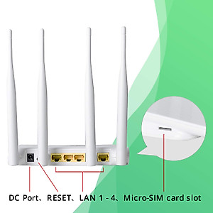 Dionlink 4G LTE CPE Unlocked 4G Wireless WiFi Router with SIM Card Slot-300Mbps WiFi Hotspot Router，Support T-Mobile and ATT (4 Antenna)