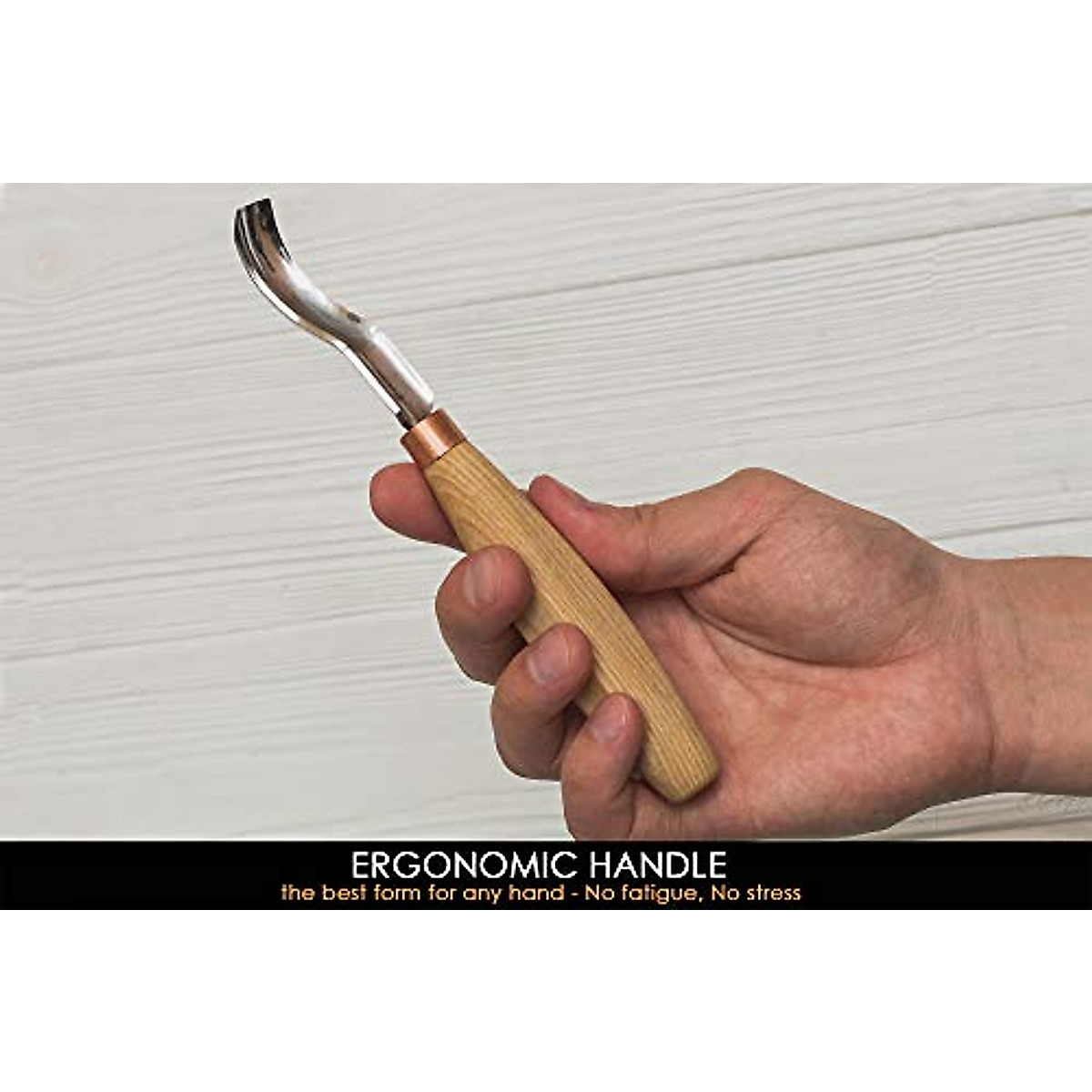 BeaverCraft, Wood Carving Bent Gouge K8a/14 0.55" - Spoon Carving Tools - Woodworking Hand Chisel Compact Wood Carving Knife for Beginners and Profi - Hobbies for Adults and Kids - Carbon Steel Blade