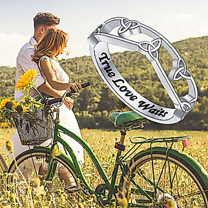 DAOCHONG Celtic Knot Ring Sterling Silver Purity Ring Celtic Love Knot Ring True Love Waits Rings for Women Girlfreind Valentine's Day Size 8