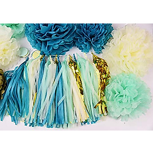 Teal Gold Birthday Party Decorations for Women Qian's Party Teal Mint Gold Bridal Shower Decorations/Teal Gold Wedding /Bachelorette/Baby Shower Decorations/Teal Mint Gold Birthday Party