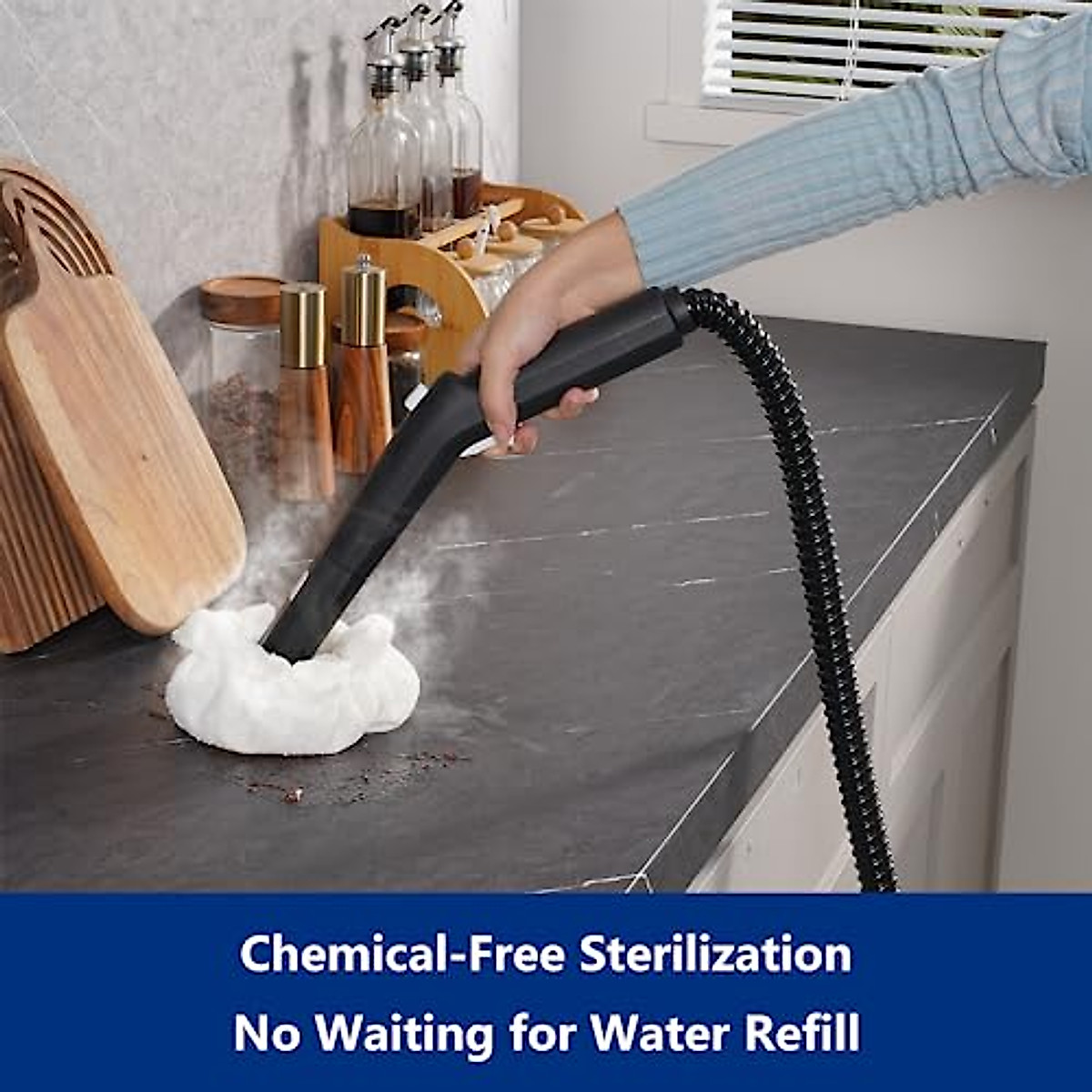 GROBELL Steam Cleaner: Chemical-Free Portable Powerful Handheld Steamer Machine for Tile Grout Bathroom Upholstery Mattress Furniture Auto Car Detailing Home Use Wallpaper Remover Bed Cleaning