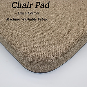 ZYHOONE Chair Cushion with Ties for Dining Chairs - Thick and Comfortable Non Slip Kitchen Seat Pad for Dining Room with Machine Washable Cover [15 X 15 X 2 Inches] - Natural Linen