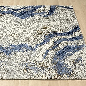 LUXE WEAVERS Marble Abstract Area Rug, Blue 8x10