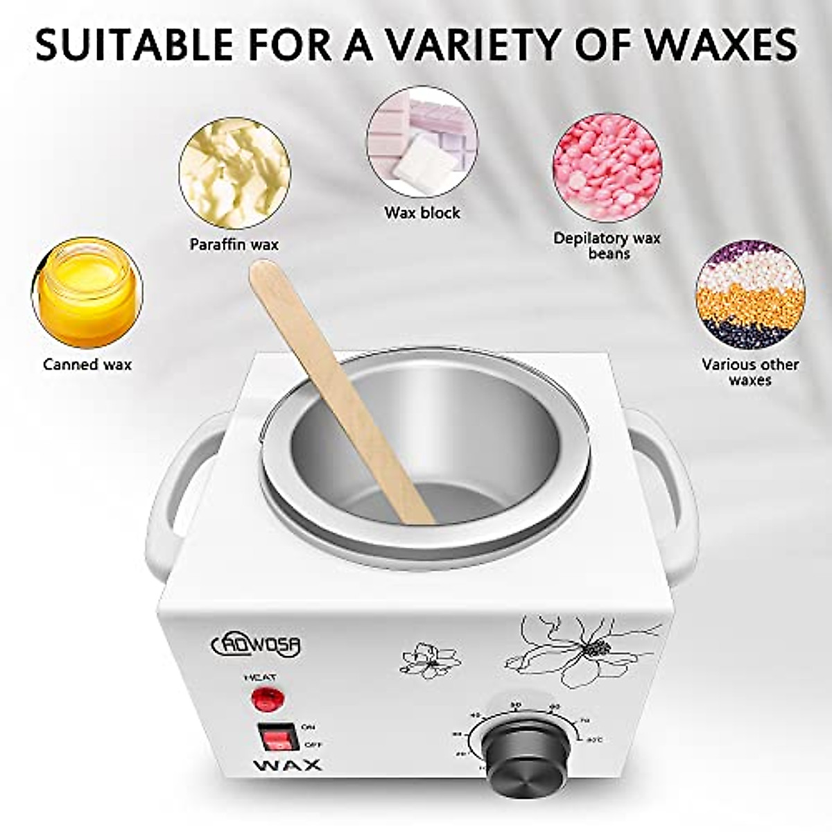 Single Wax Warmer Professional Electric Wax Heater Machine for Hair Removal, Large Wax Pot Paraffin Facial Skin Body SPA Salon Equipment with Adjustable Temperature Set