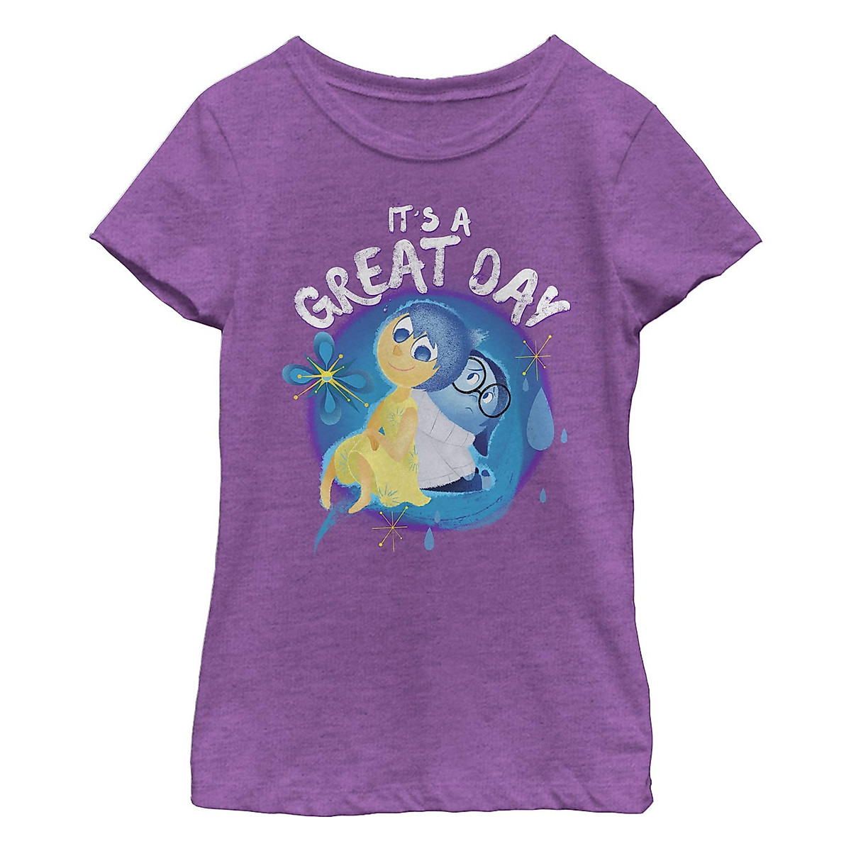 Fifth Sun Girl's Inside Out Joy and Sadness Great Day T-Shirt - Purple Berry - X Large