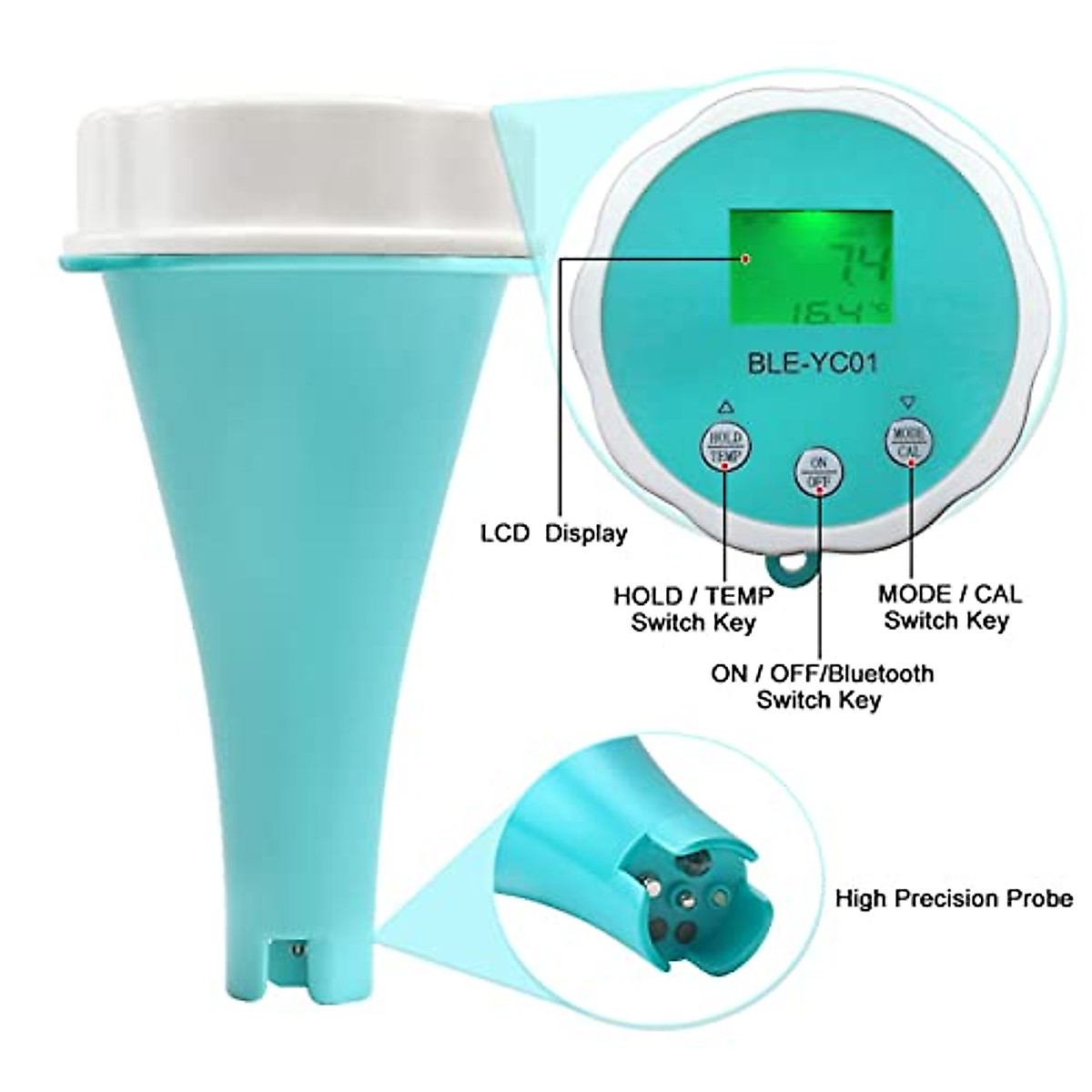 Mumusuki Digital Water Tester, Water Testing Meter 6 in 1 PH EC TDS ORP Temp Water Tester Pen Easy to Use Water Quality Tester for Swimming Pool