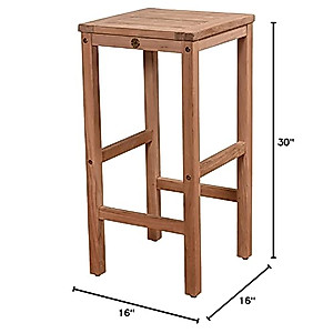 Amazonia Teak Natural New York Patio Barstool, Brown