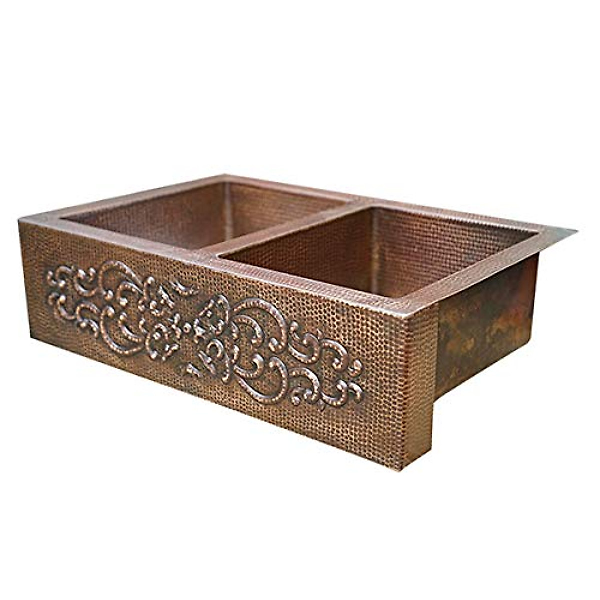 Copper Farmhouse Kitchen Sink 50/50 with Design