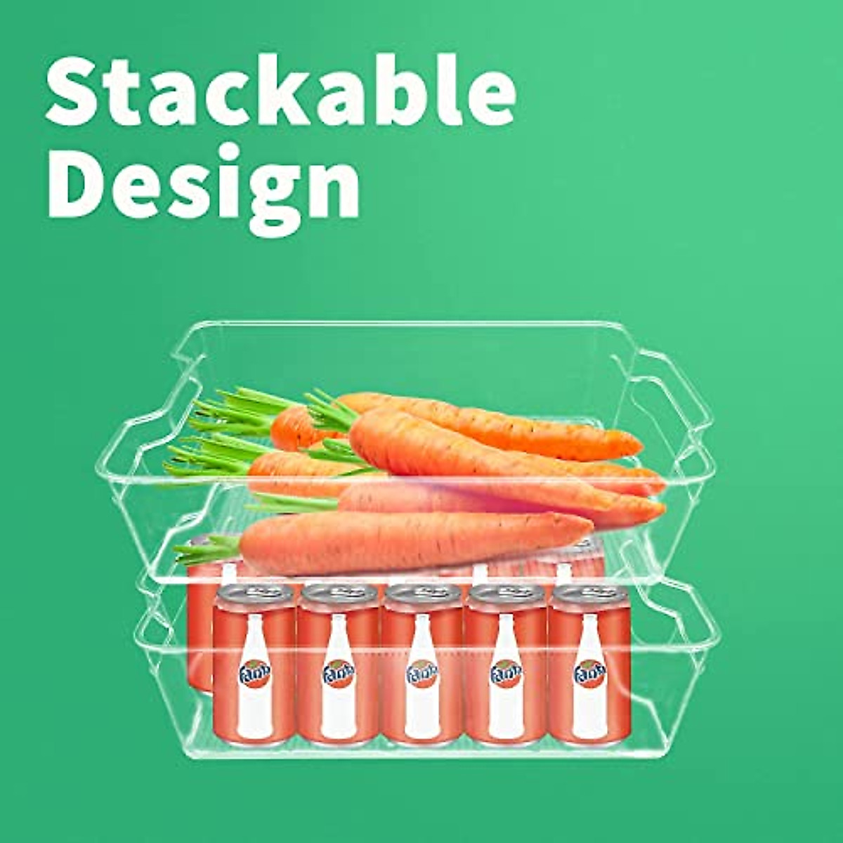 Refrigerator Organizer Bins, CaptainFive 4 Packs (2 Large/2 Middle) Fridge Organizer Bins, Stackable BPA-Free Pantry Organizer Storage for Freezer Kitchen Cabinet