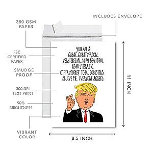 Andaz Press Funny Jumbo Thank You Card With Envelope 8.5 x 11 inch, Funny Greeting Card, Trump Great Person, 1-Pack, Huge Large Group Greeting Card, Includes Envelope