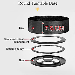 YunNasi Spinning Spice Rack Lazy Susan Rotating Spice Rack Carbon Steel Turntable Condiment Holder Detachable for Pantry Cabinet Cupboard (2 Tiers)