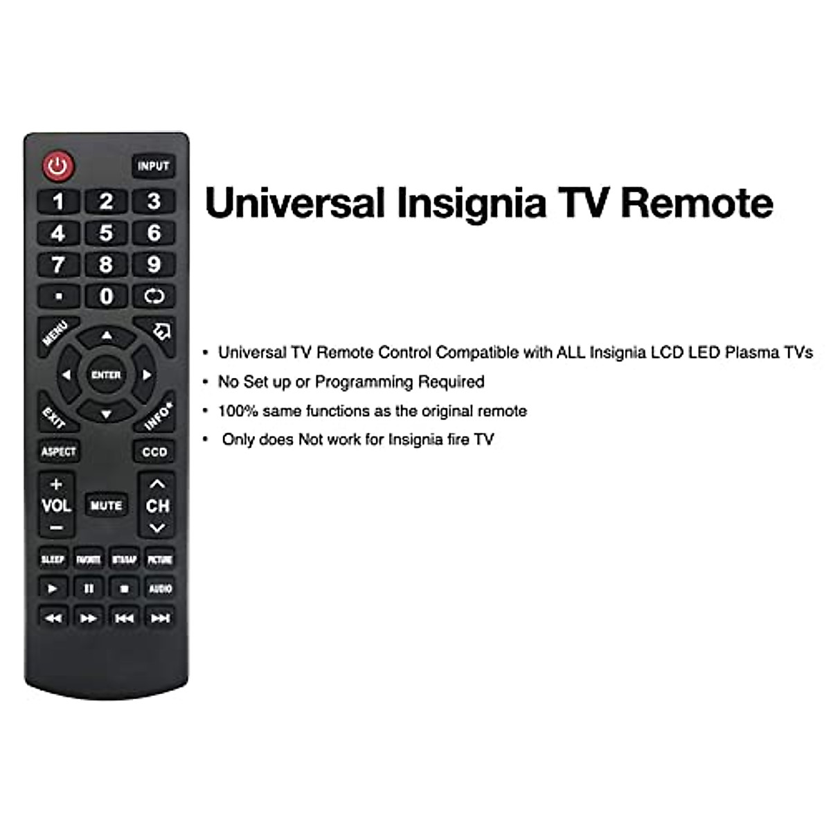 Universal Remote Control Replacement for Insignia TVs